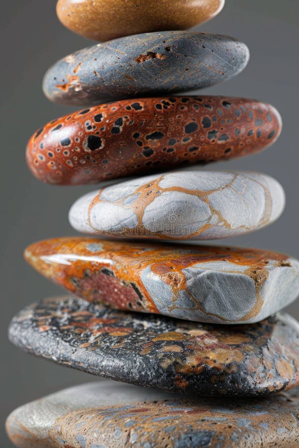 A Stack of Rocks with a Gray and Black Rock on Top Stock Photo - Image ...