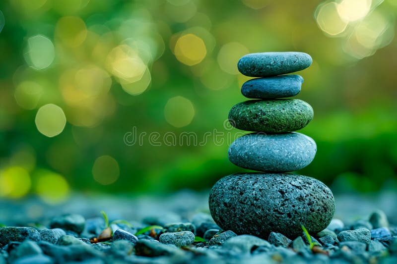 A Stack of Rocks with a Green Background. Generative AI Stock Image ...