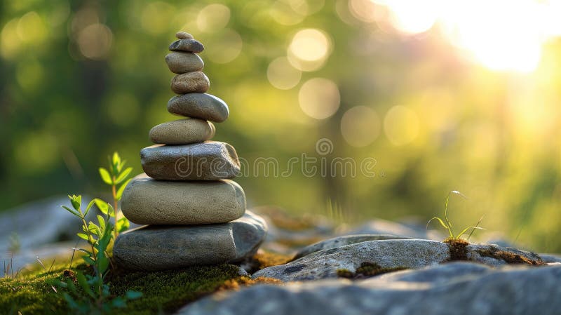 Stack of Rocks on Lush Green Field Stock Illustration - Illustration of countryside, green ...