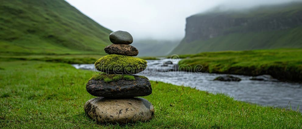 A Stack of Rocks with Moss Growing on Them. Stock Photo - Image of ...