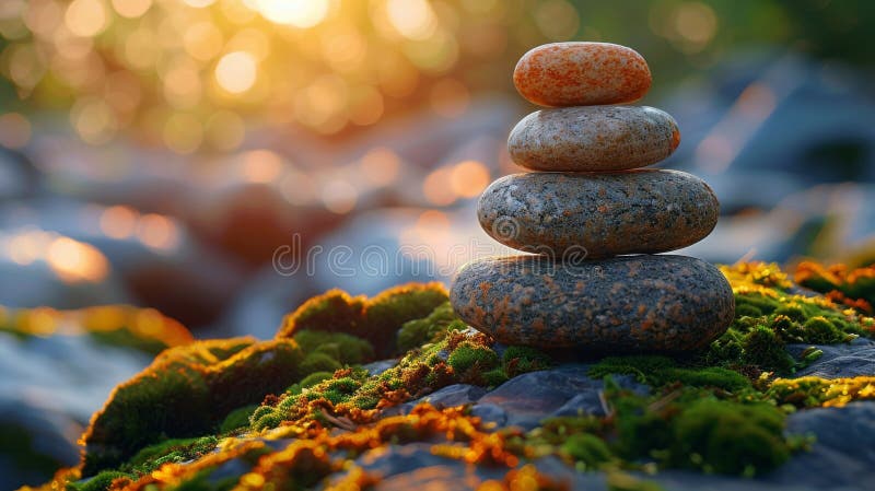 Stack of Rocks on Mossy Ground Stock Photo - Image of rocks, covered ...