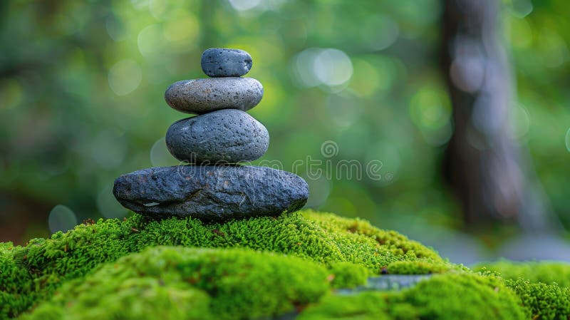 Stack of Rocks on Mossy Ground Stock Image - Image of nature, ecosystem ...