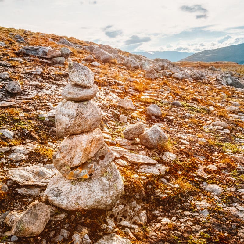 Stack of Rocks on Norwegian Mountain, Norway Stock Image - Image of ...