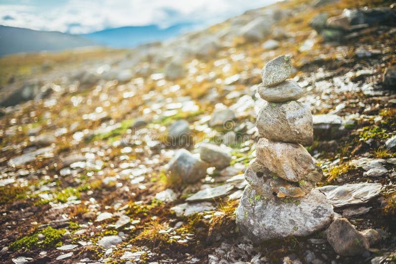 Stack of Rocks on Norwegian Mountain, Norway Stock Image - Image of ...