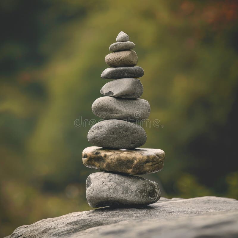 Stack of Rocks Resting on a Large Rock Stock Illustration ...