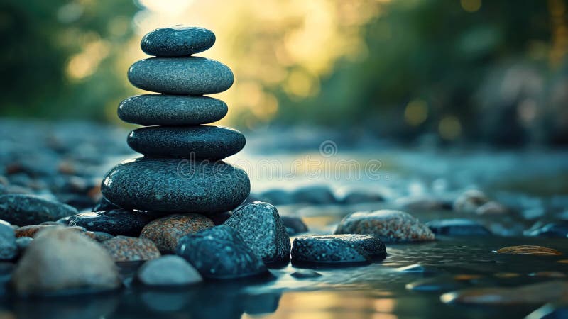 A Stack of Rocks is on a River Bank Stock Video - Video of health ...