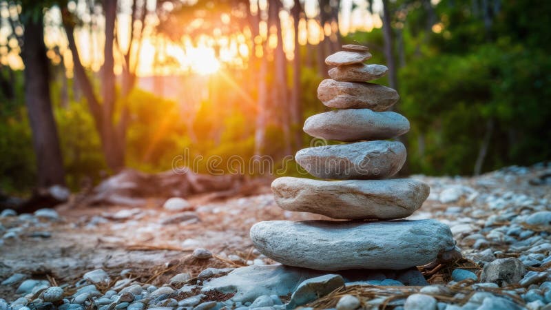A Stack of Rocks on a Rock Pile in the Woods, AI Stock Photo - Image of ...