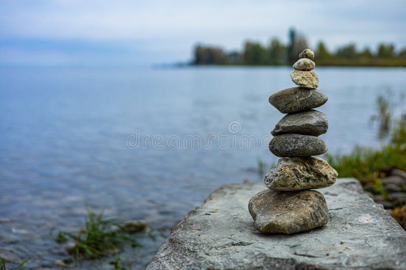 A Stack of Rocks with a View on Constance Lake Stock Image - Image of ...