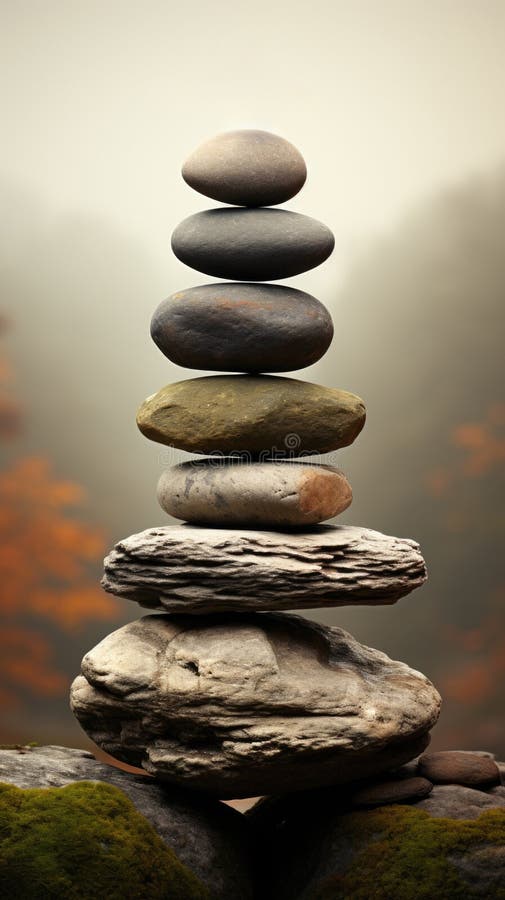 A Stack of Rocks Sitting on Top of Each Other, AI Stock Image - Image ...
