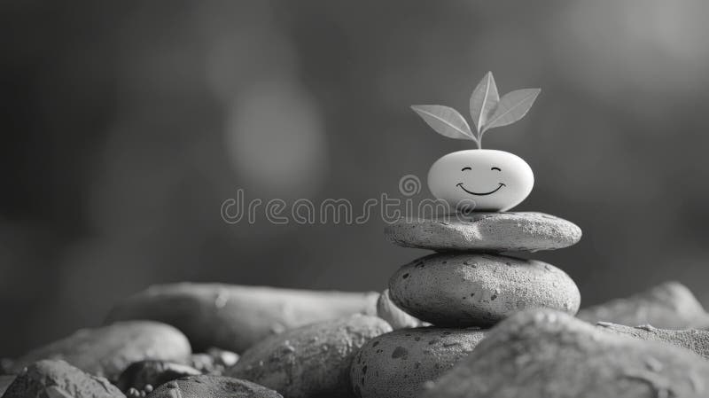 Stack of Rocks with Smiling Face Stock Illustration - Illustration of ...