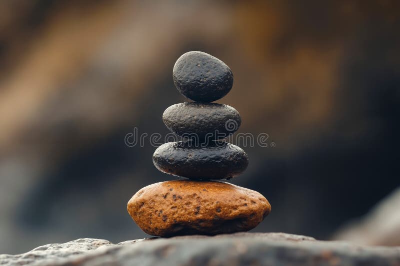 A Stack of Rocks Stacked on Top of Each Other on a Rock Stock Photo ...