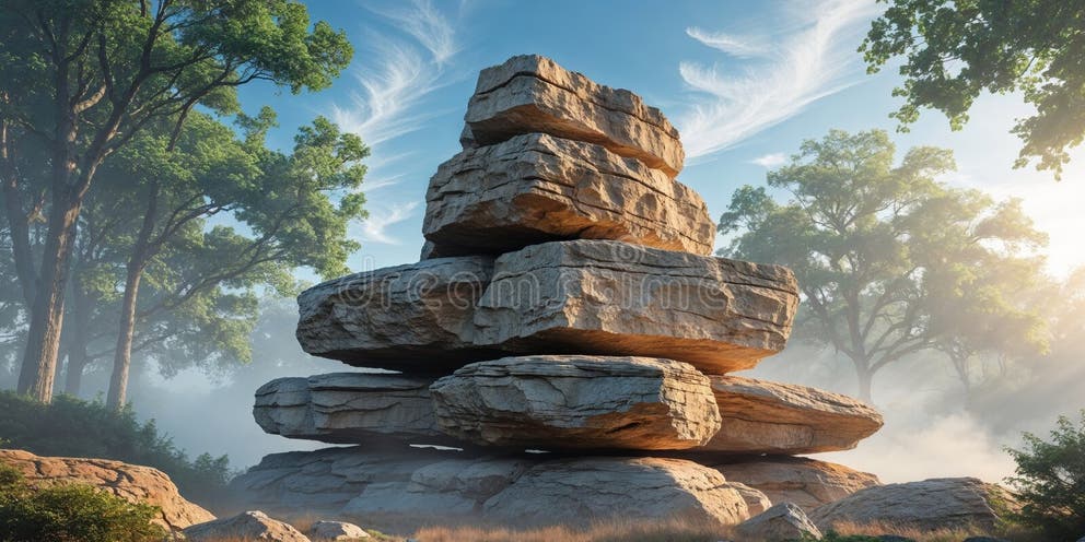 Stack of Rocks Symbolizing Strength and a Positive Mindset in a Natural ...