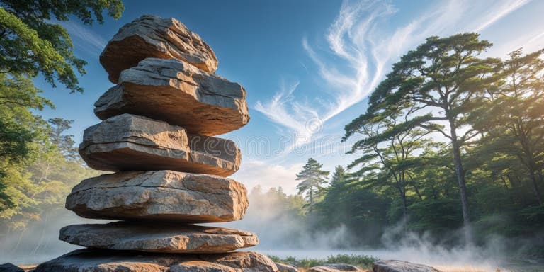 Stack of Rocks Symbolizing Strength and a Positive Mindset in a Natural ...