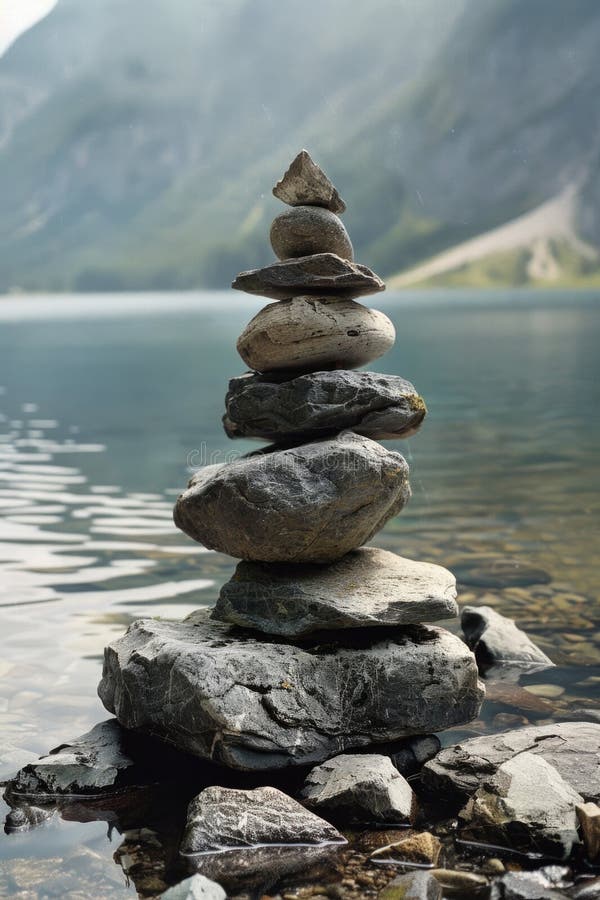 A Stack of Rocks on Top of a Body of Water. Suitable for Nature-themed ...