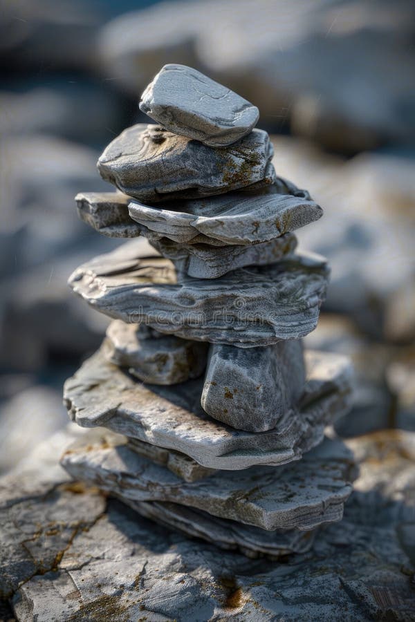 A Stack of Rocks on Top of Each Other Stock Image - Image of simplicity ...