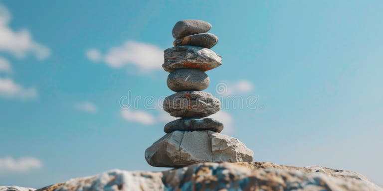 A Stack of Rocks on Top of a Rock Stock Photo - Image of coast, stack ...