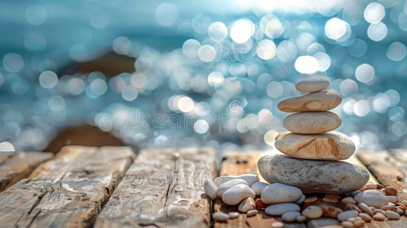 Stack of Rocks on Wooden Table Stock Photo - Image of wood, nature ...