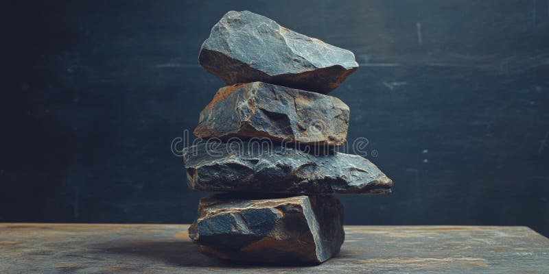 Stack of Rocks on Wooden Table Stock Photo - Image of grouping ...
