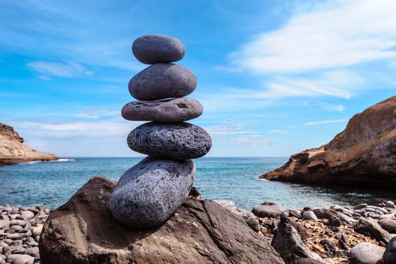 Stack on rocky coast stock image. Image of harmony, equability - 68515973