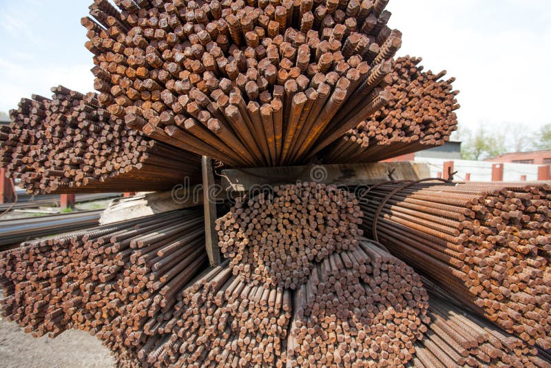 Stack of rods or bars stock photo. Image of reinforce - 63057140