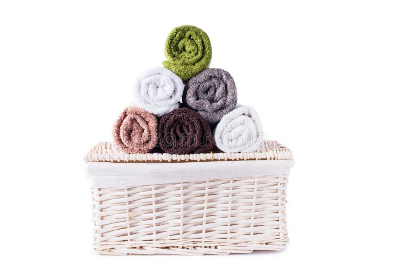 Stack Roll Bath Towels Colorful Textile Objects Stock Photo - Image of ...