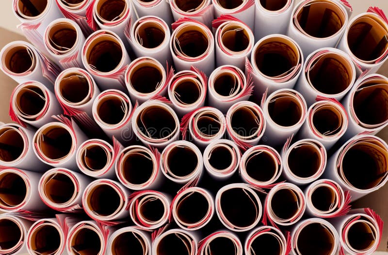 Stack of Roll Calendar Paper Stock Image - Image of building, printing ...