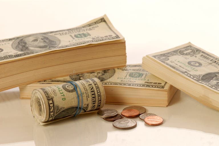 Stack and Roll of Paper Money Stock Photo - Image of bills, retire: 5853004