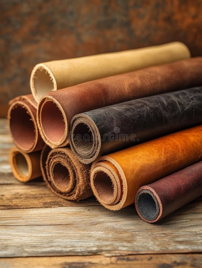 Stack Rolled Leather Wooden Surface Stock Photos - Free & Royalty-Free ...