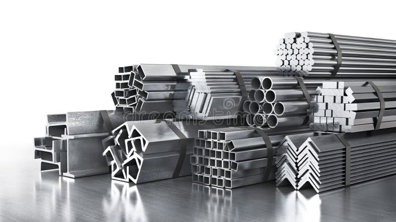 Stack of Rolled Metal Isolated on a Metal Background. 3d Stock ...