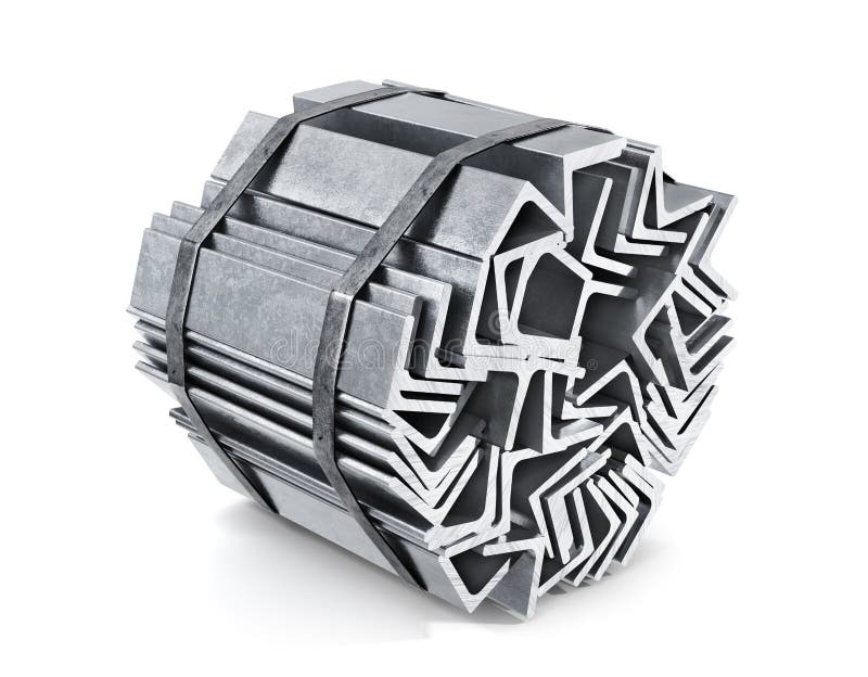 Stack of Rolled Metal Isolated on a White Background. 3d Stock ...