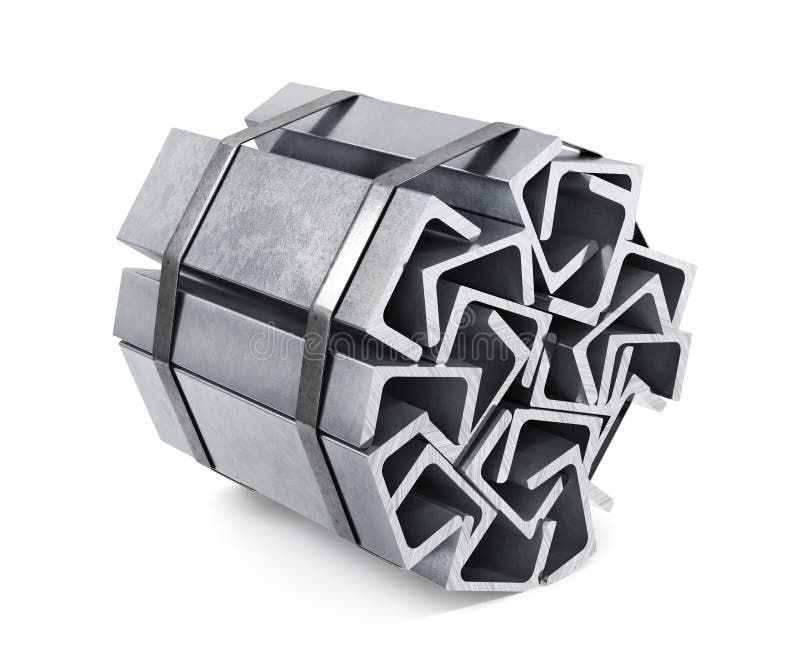 Stack of Rolled Metal Isolated on a White Background. 3d Stock ...