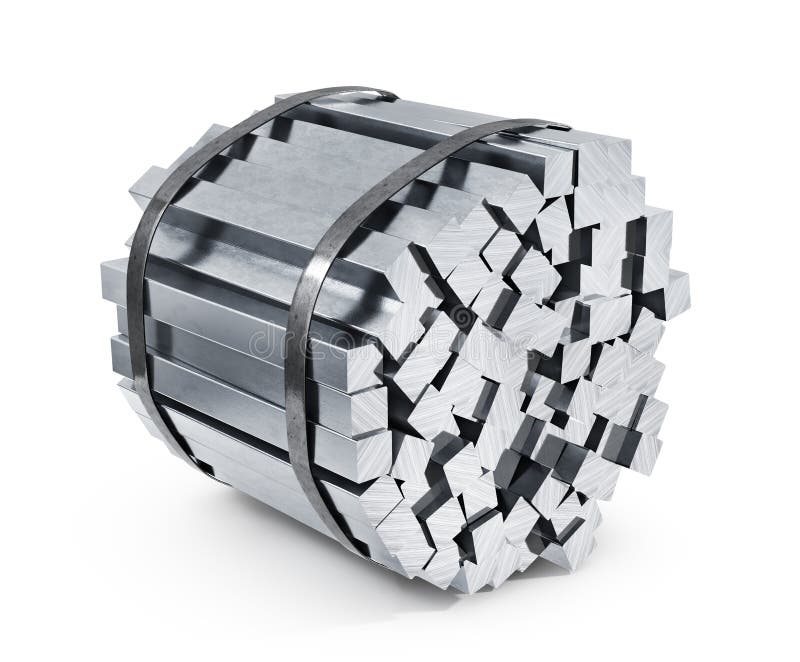 Stack of Rolled Metal Isolated on a White Background. 3d Stock ...