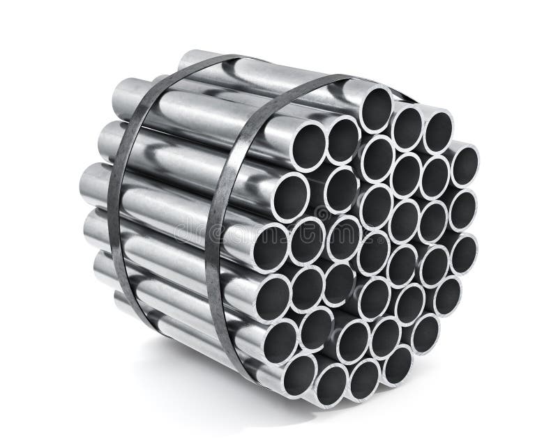 Stack of Rolled Metal Isolated on a White Background. 3d Stock ...