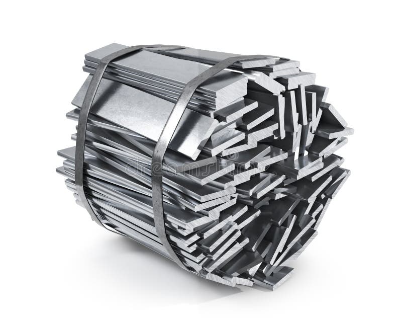 Stack of Rolled Metal Isolated on a White Background. 3d Stock ...