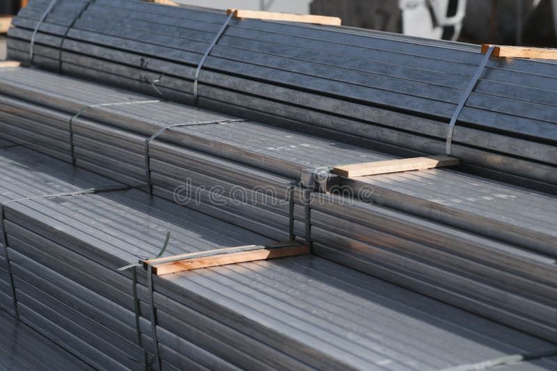 Stack of Rolled Metal Products, Perspective View of Steel Pipes of ...
