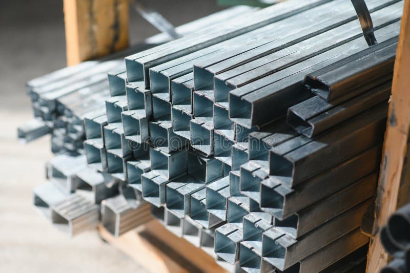 Stack of Rolled Metal Products, Perspective View of Steel Pipes of ...