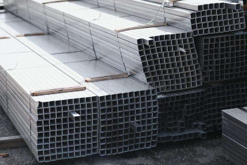 Stack of Rolled Metal Products, Perspective View of Steel Pipes of ...