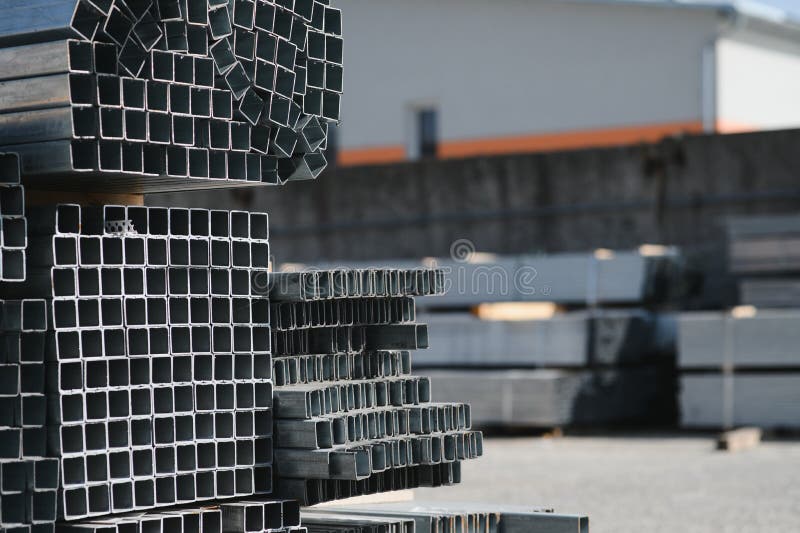 Stack of Rolled Metal Products, Perspective View of Steel Pipes of ...