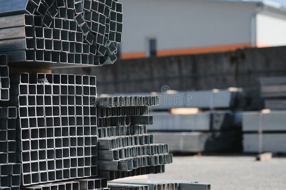 Stack of Rolled Metal Products, Perspective View of Steel Pipes of ...