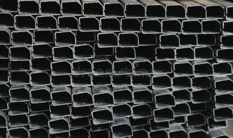Stack of Rolled Metal Products, Perspective View of Steel Pipes of ...