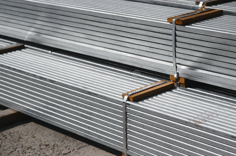 Stack of Rolled Metal Products, Perspective View of Steel Pipes of ...