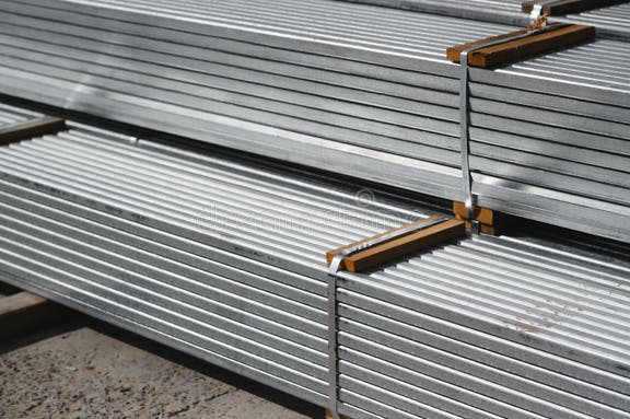 Stack of Rolled Metal Products, Perspective View of Steel Pipes of ...