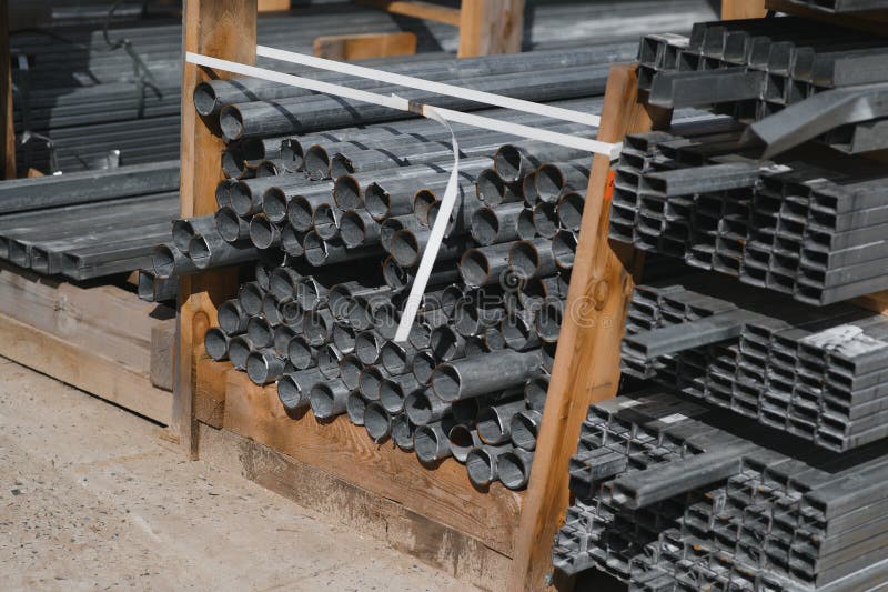 Stack of Rolled Metal Products, Perspective View of Steel Pipes of ...
