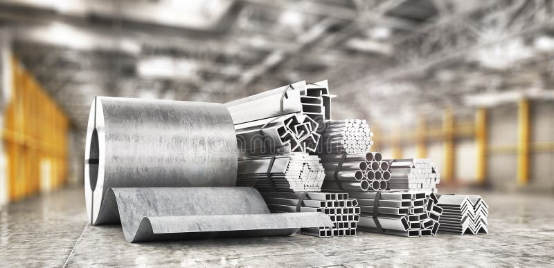 Stack of Rolled Metal in Warehouse. 3d Illustration Stock Illustration ...