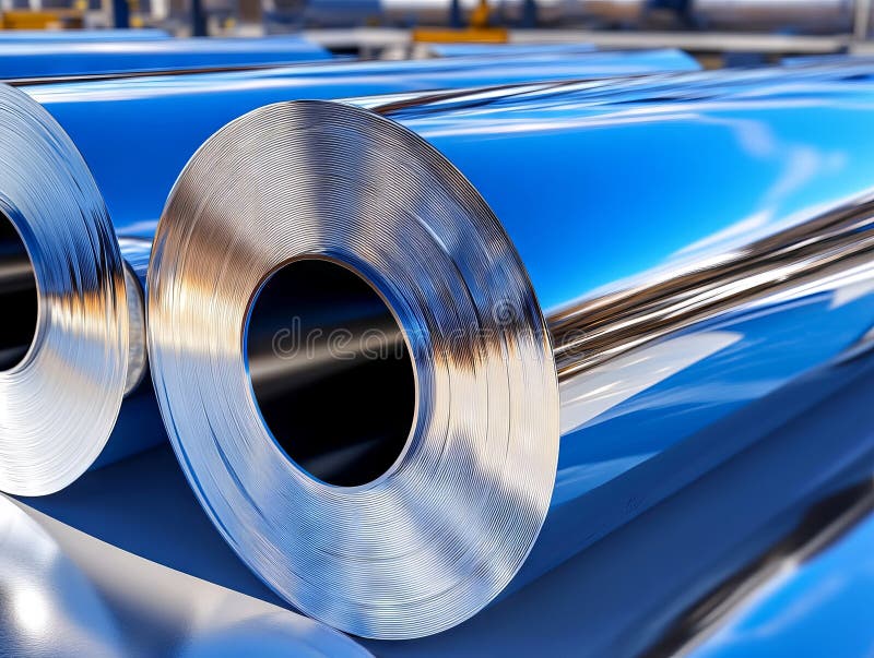 A Stack of Rolls of Aluminum Foil Sitting on Top of a Table Stock Image ...