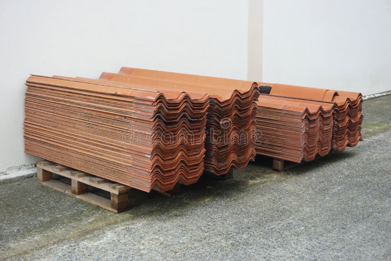 Stack of roof tiles stock image. Image of detail, cover - 161929211