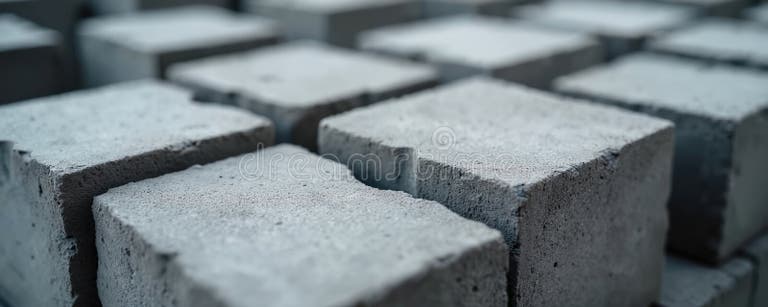 Stack of Rough Gray Concrete Blocks. Cement Stone Material for House ...