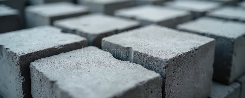 Stack of Rough Gray Concrete Blocks. Cement Stone Material for House ...