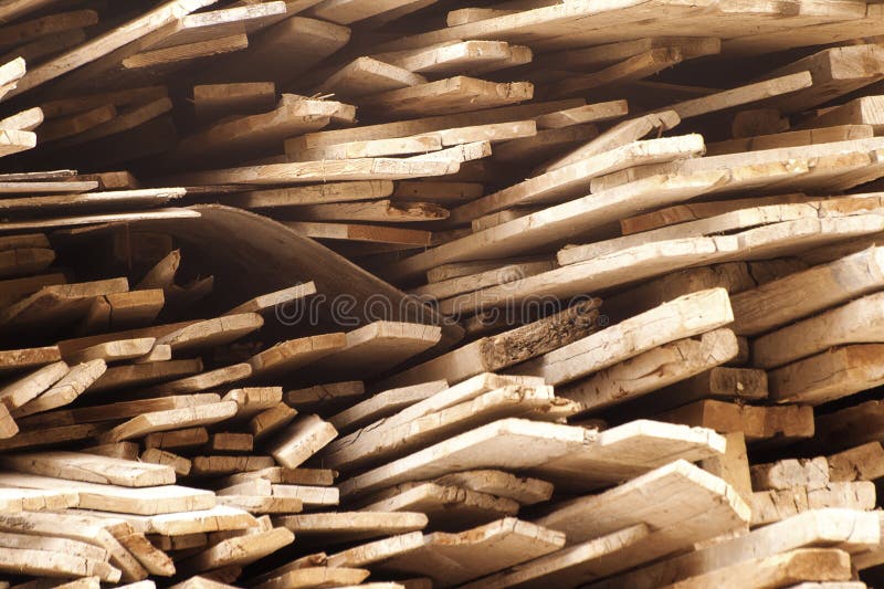 Stack of Rough Wooden Planks Creating a Pattern of Lines and Textures ...
