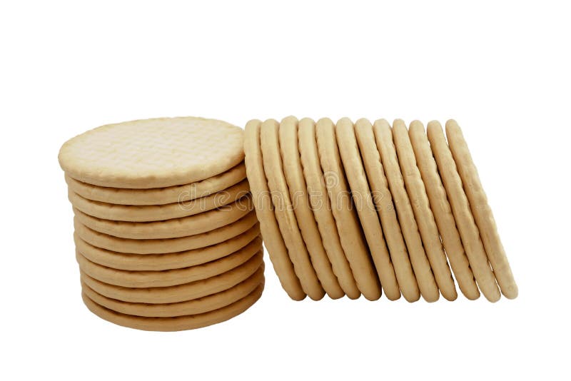 Stack of Round Bread Crackers Isolated on White Background Stock Image ...